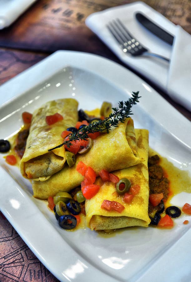 Pancakes with meat filling stock image. Image of shrovetide - 32849419