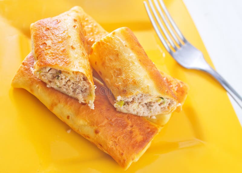 Pancakes with meat stock photo. Image of dish, maslenitsa - 38377102