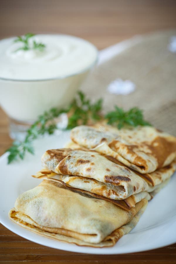 Pancakes with meat stock image. Image of pancakes, pancake - 44696287