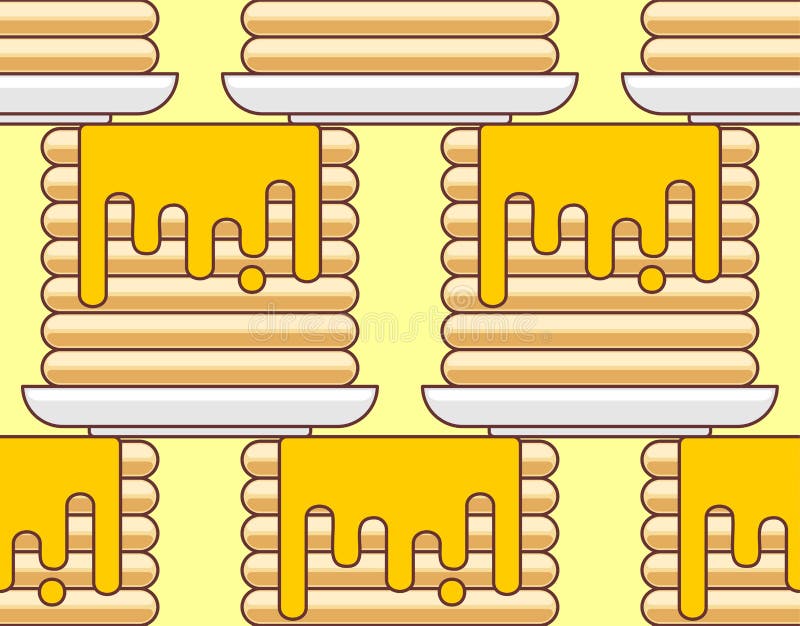 Pancakes Pattern Seamless. Stack of Pancakes Background Stock Vector ...