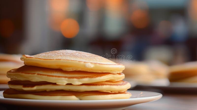 Pancakes on the Plate in a Cafe. Stock Illustration - Illustration of ...