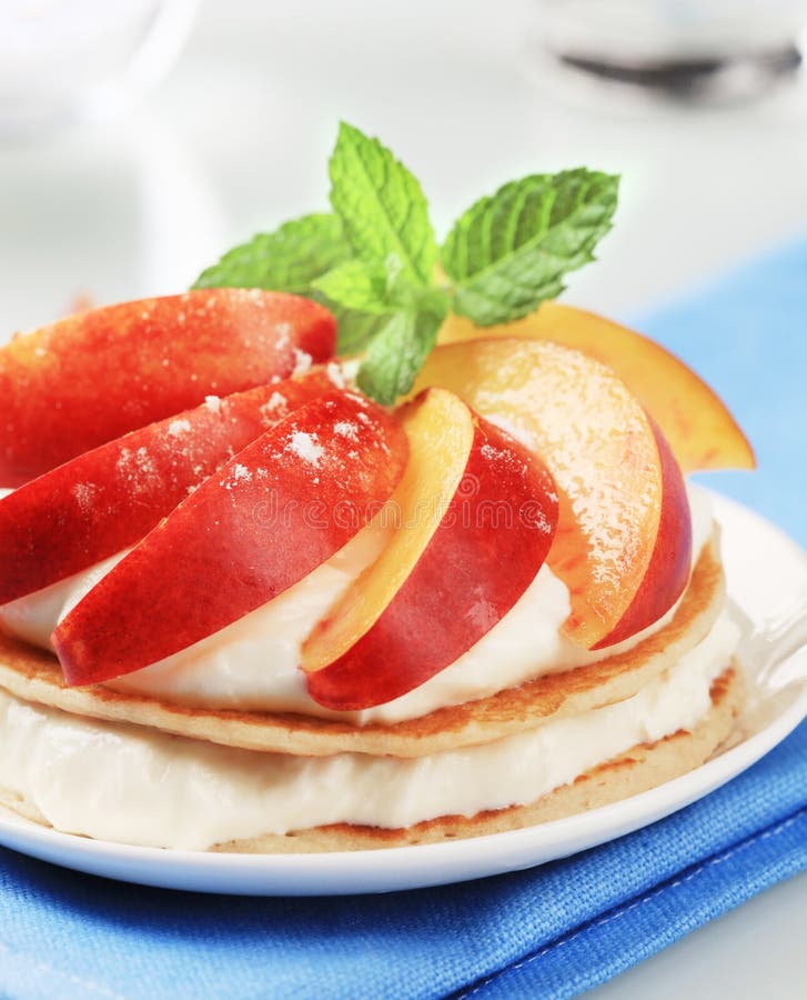 Pancakes with Quark and Fruit Stock Photo - Image of snack, curd: 11803094