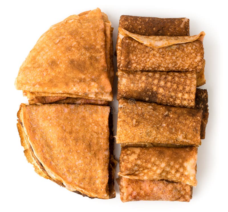 Triangle Rolled Pancakes with Cream, Pieces of Chocolate, Banana, Kiwi ...