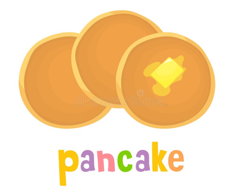 Pancakes with a Slice of Butter and Bright Text. Vector Illustration in ...