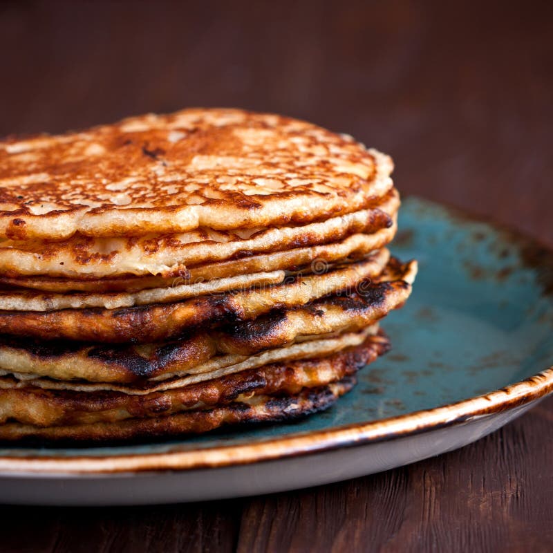 Pancakes Stack on Ceramic Plate Stock Photo - Image of book, fresh ...