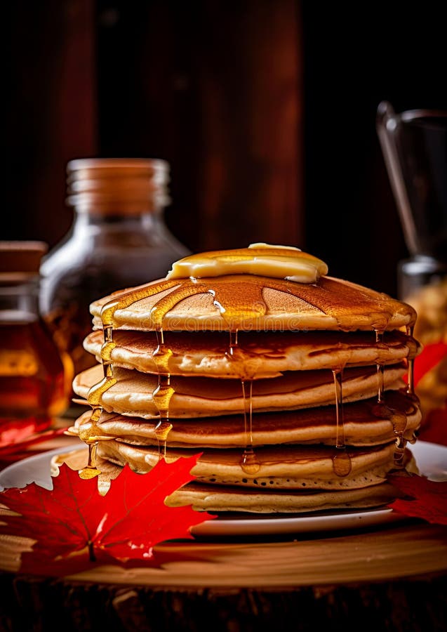 Pancakes Stack with Maple Syrup. Gnerative Ai Image Stock Illustration ...