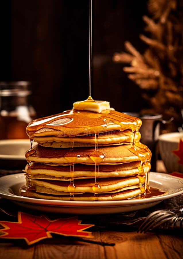 Pancakes Stack with Maple Syrup. Gnerative Ai Image Stock Illustration ...