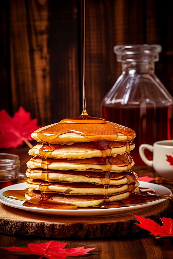 Pancakes Stack with Maple Syrup. Gnerative Ai Image Stock Illustration ...