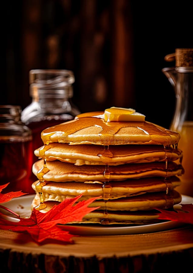 Pancakes Stack with Maple Syrup. Gnerative Ai Image Stock Illustration ... Pancakes Stack with Maple Syrup. Gnerative Ai Image Stock Illustration ...