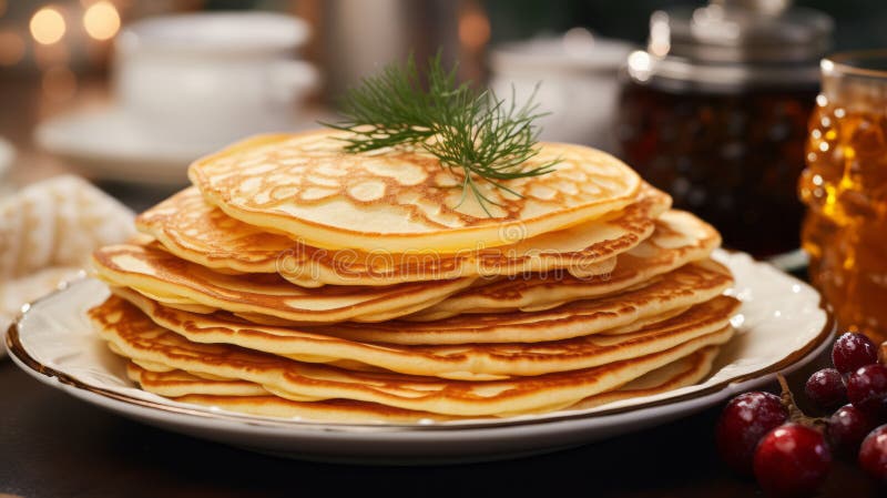 Pancakes Stack, Traditional Russian Pancakes Stock Illustration ...
