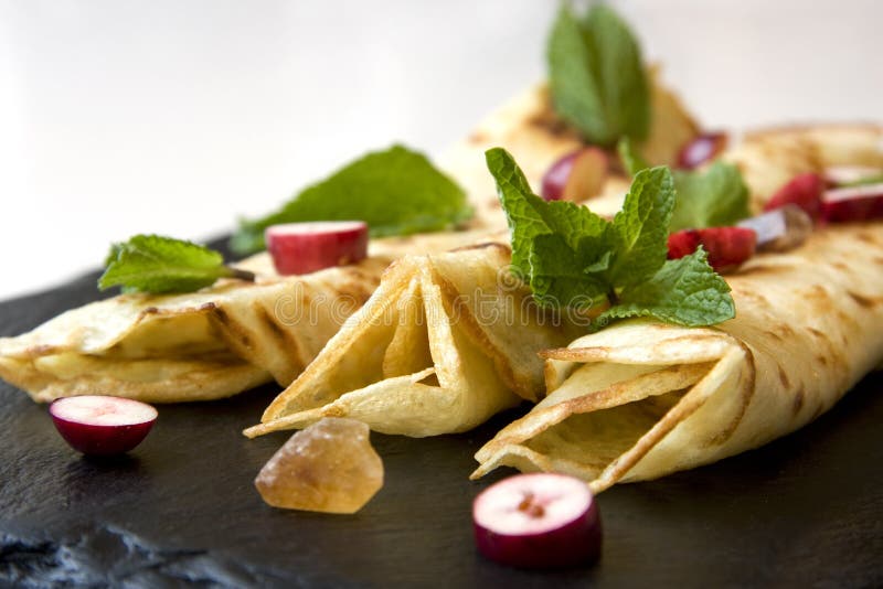 Pancakes on a stone board stock photo. Image of bake - 29387370