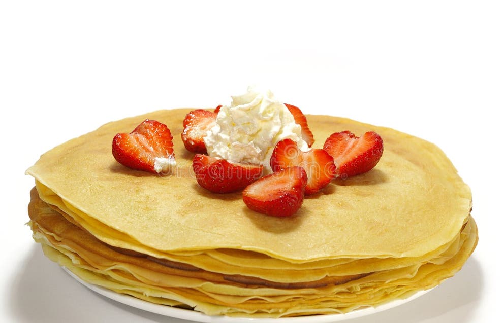 Pancakes and Strawberry Isolated Stock Photo - Image of snack, food ...