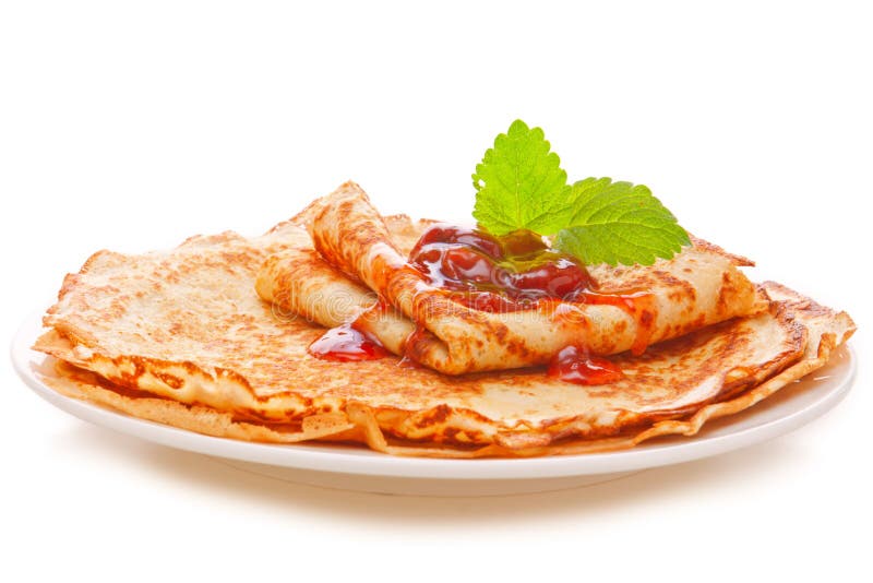Pancakes with Strawberry Jam Stock Image - Image of plate, dine: 26034635