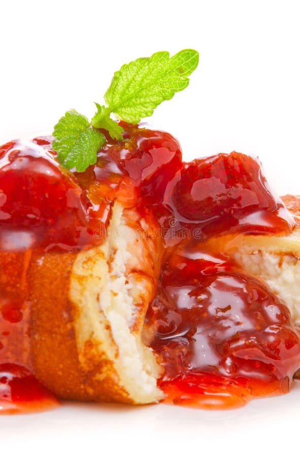 Pancakes with Strawberry Jam Stock Photo - Image of syrup, plate: 26034718