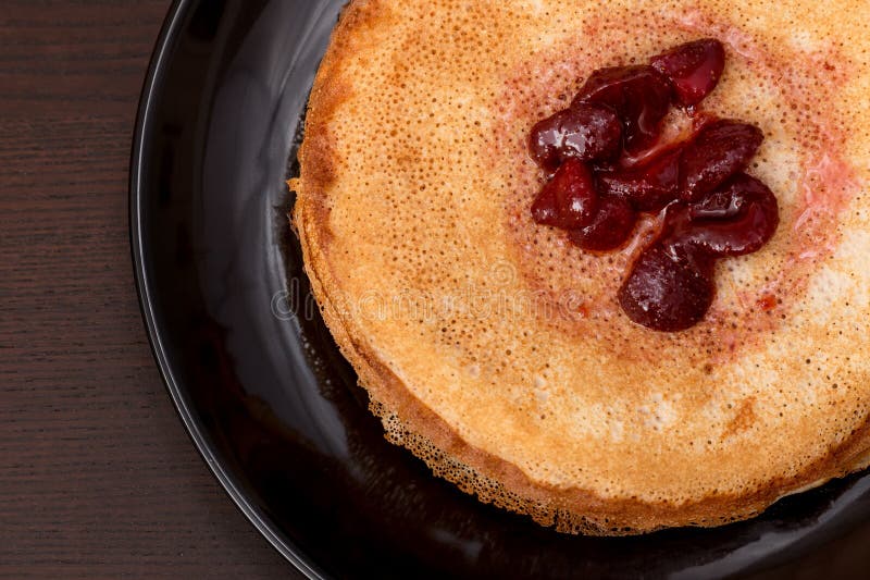 Pancakes with Strawberry Jam Stock Photo - Image of cooking, eating ...