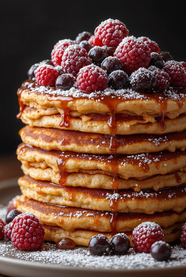 A Pancakes with Syrup and Fruits. Stack of Pancakes with Syrup ...