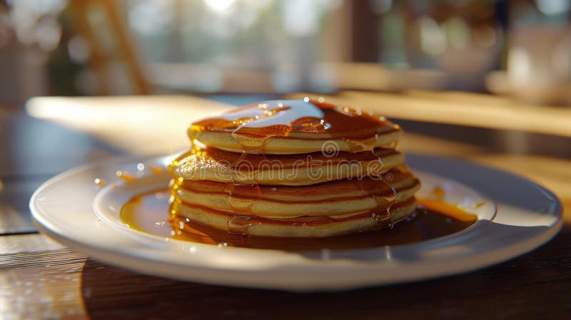 Pancakes with Syrup on Plate Stock Photo - Image of delicious, food ...