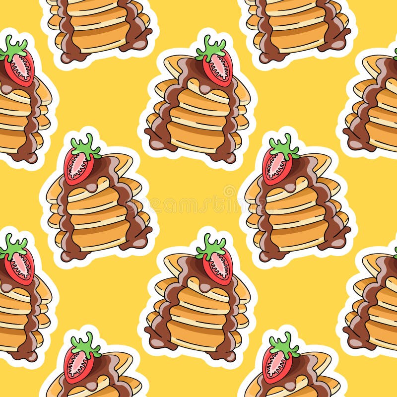 Pancakes, Tasty Breakfast, Vector Seamless Pattern in the Style of ...
