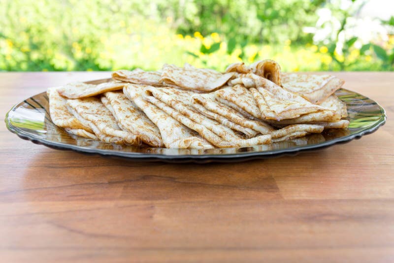 Pancakes To a Plate of Glass Stock Image - Image of appetite ...