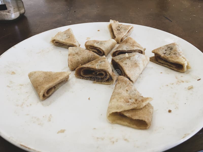 Pancakes in triangles! stock photo. Image of focus, freshly - 133106886
