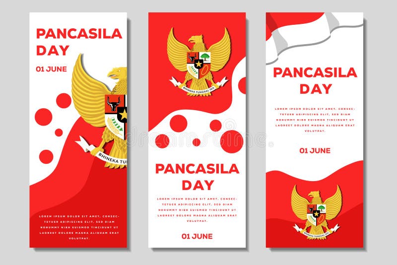 Pancasila Day Vertical Poster Banner Illustration Template Set Stock ...