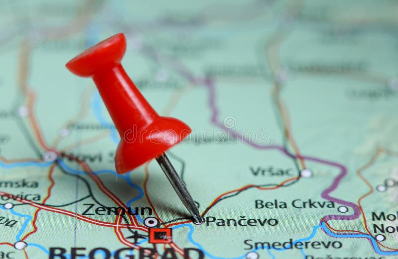 Pancevo, Serbia pin on map stock photo. Image of needle - 372544898