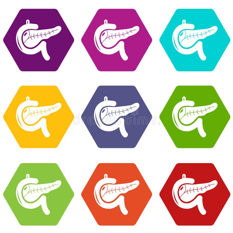Pancreas Icons Set 9 Vector Stock Vector - Illustration of abdominal ...