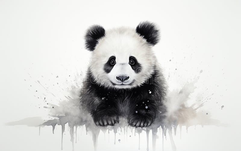 Panda Against a White Background -Generative Ai Stock Illustration ...