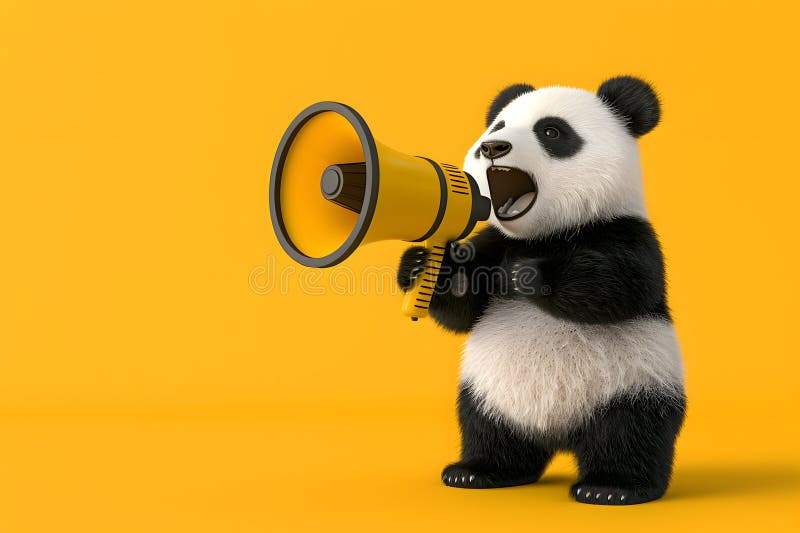 Panda Announcing Using Megaphone. Notifying, Warning, Announcement ...