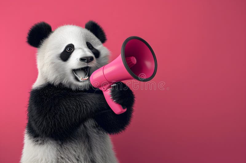 Panda Announcing Using Megaphone. Notifying, Warning, Announcement ...