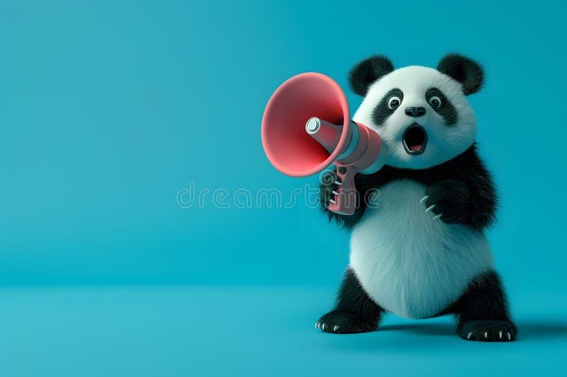 Panda Announcing Using Megaphone. Notifying, Warning, Announcement ...