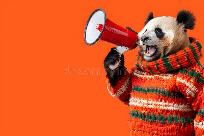 Panda Announcing Using Megaphone. Notifying, Warning, Announcement ...