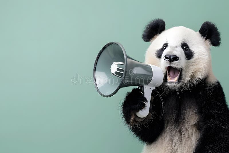 Panda Announcing Using Megaphone. Notifying, Warning, Announcement ...