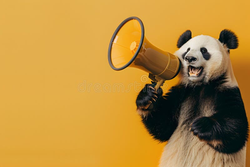 Panda Announcing Using Megaphone. Notifying, Warning, Announcement ...