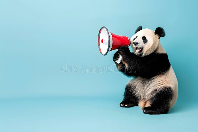 Panda Announcing Using Megaphone. Notifying, Warning, Announcement ...