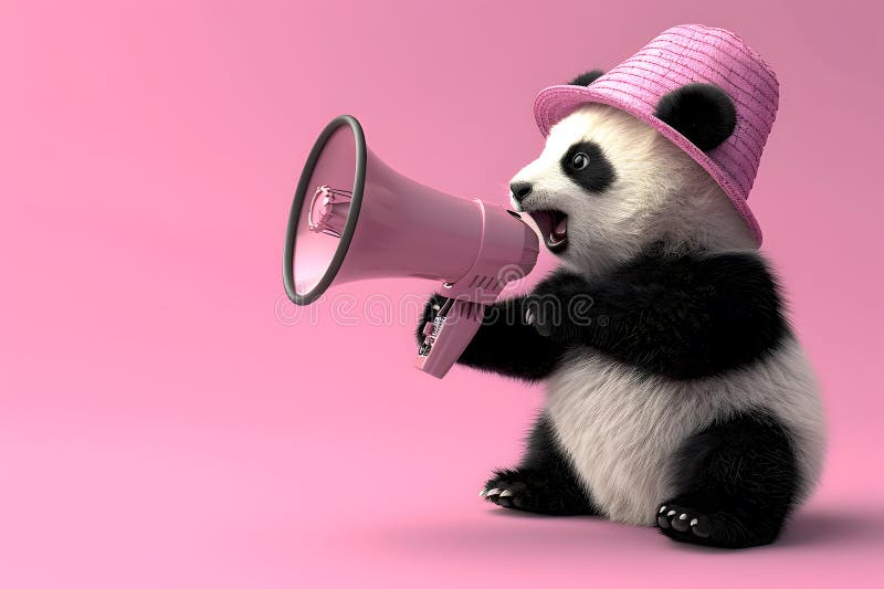 Panda Announcing Using Megaphone. Notifying, Warning, Announcement ...