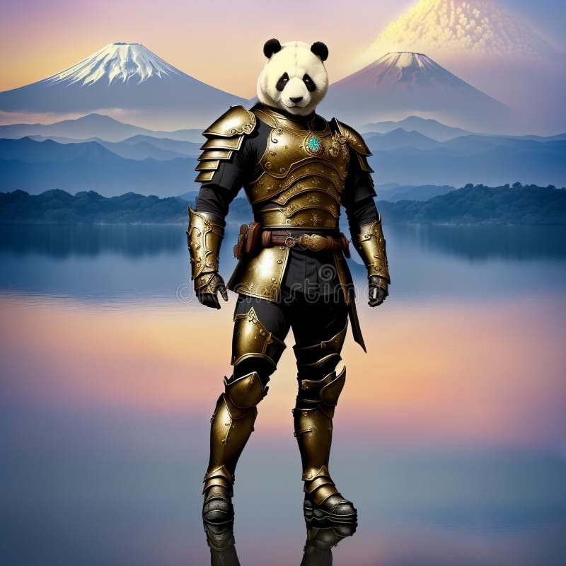 Panda in Armor. Generative AI Stock Illustration - Illustration of ...