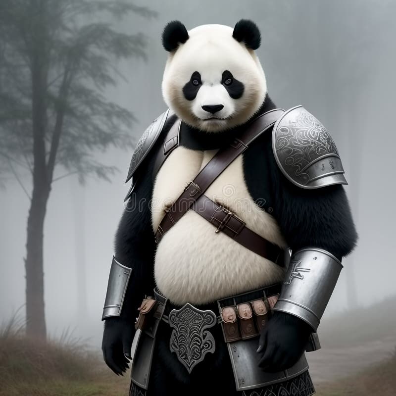 Panda in Armor. Generative AI Stock Illustration - Illustration of head ...