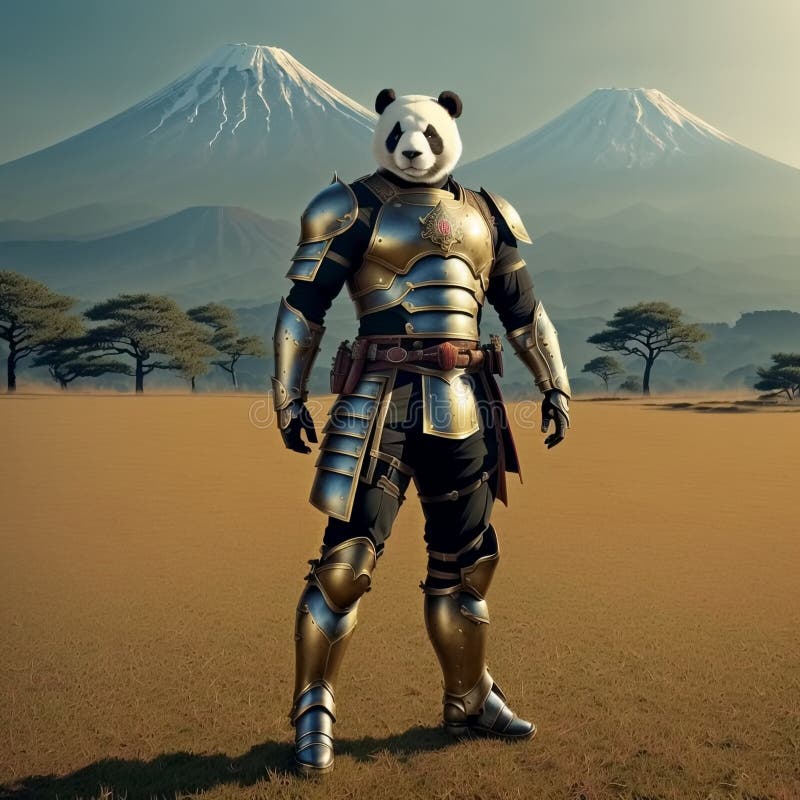 Panda in Armor. Generative AI Stock Illustration - Illustration of ...