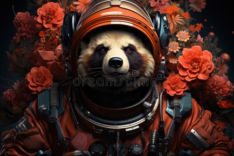 Panda Astronaut in Outer Space. Generative AI Stock Illustration ...