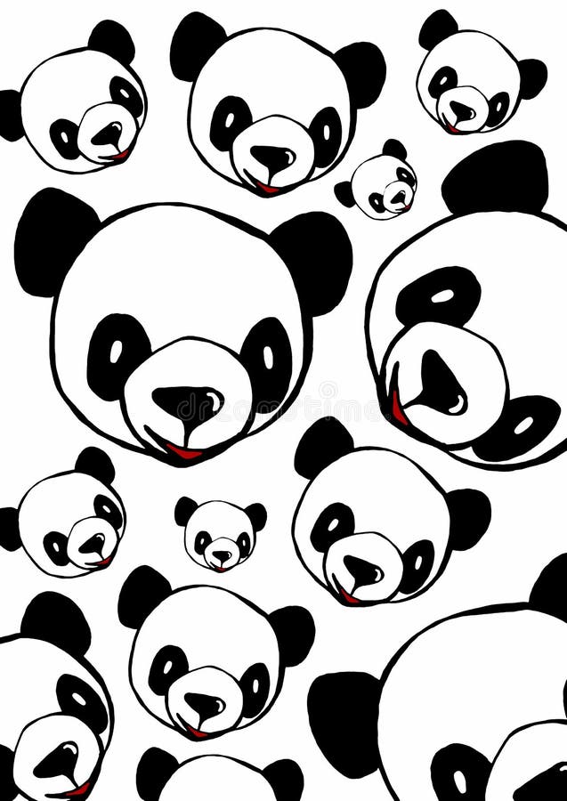 Panda on a Background of Tropical Leaves. Stock Vector - Illustration ...