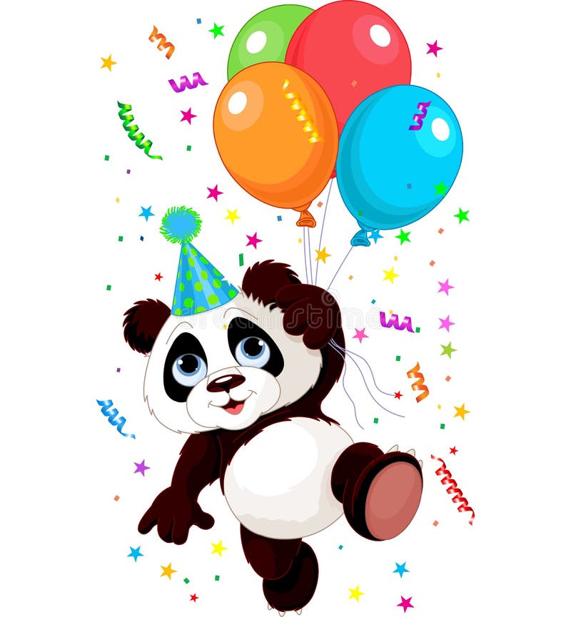 Panda and Balloons stock vector. Illustration of confetti - 34311941
