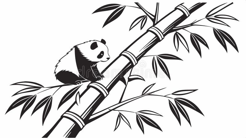 Panda with Bamboo Corner, Playful Wildlife Element Vector Design ...