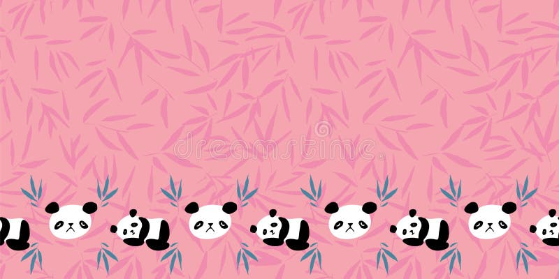 Panda Bamboo Frame Border Seamless Pattern Stock Vector - Illustration ...
