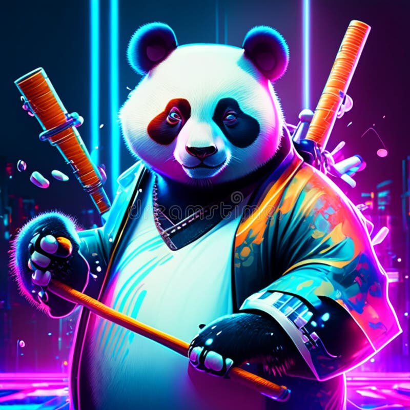 Panda with a Baseball Bat and a Baseball Bat. Vector Illustration Stock ...
