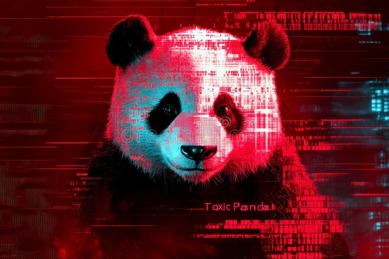 A Panda Bear Against a Backdrop of Code and Binary Data Back Ground ...