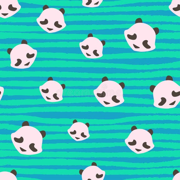 Panda Bear Cute Strips Animal Seamless Pattern Stock Vector ...