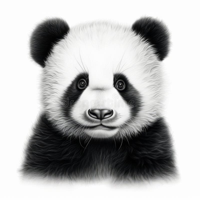 Realistic Black and White Panda Bear Drawing Stock Illustration ...