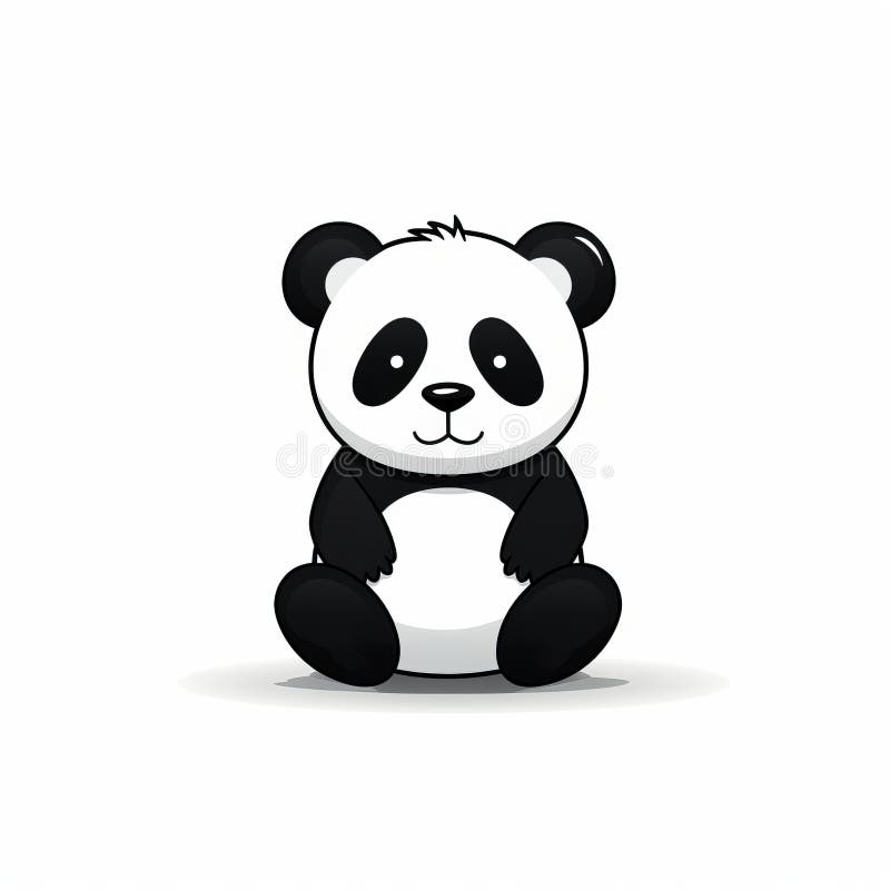Vector Panda Bear: Simplistic Cartoon on White Background Stock ...
