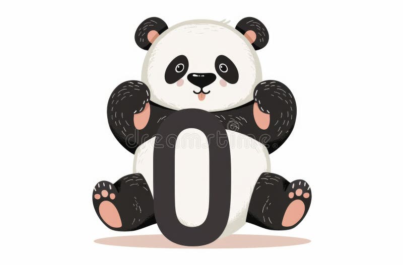 Panda Bear Sitting with the Number 0 in Its Paws. Suitable for ...